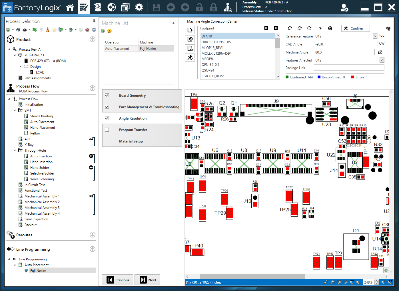 Check and validate machine angles