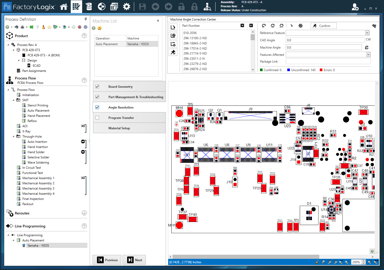 Validate machine angles