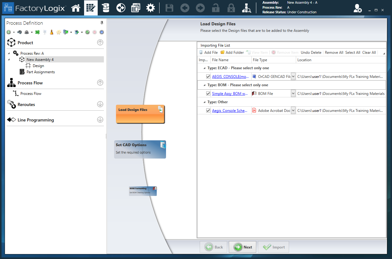 Import a BOM and other design files