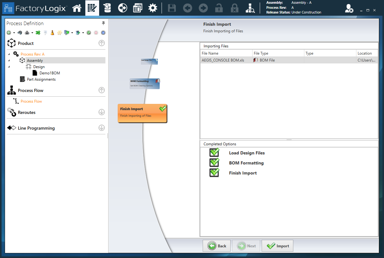 Finish the data import