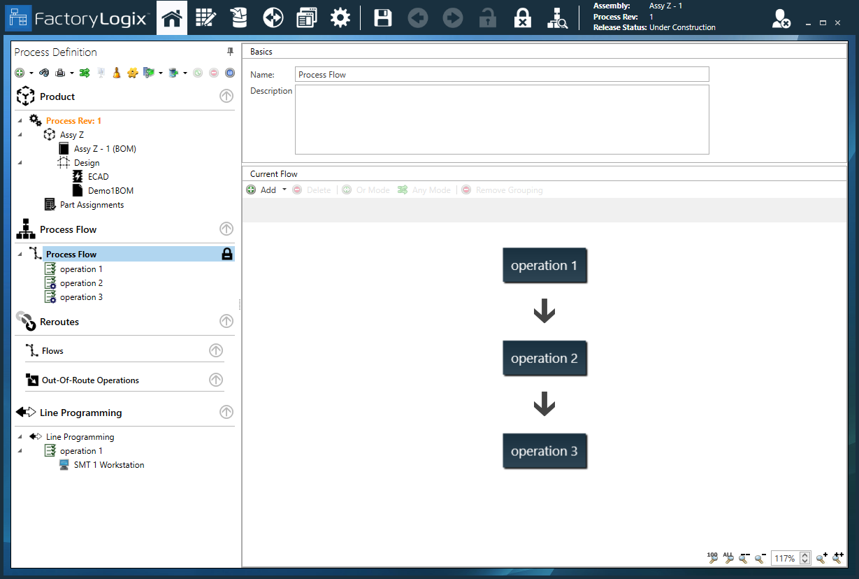 Process flow operations