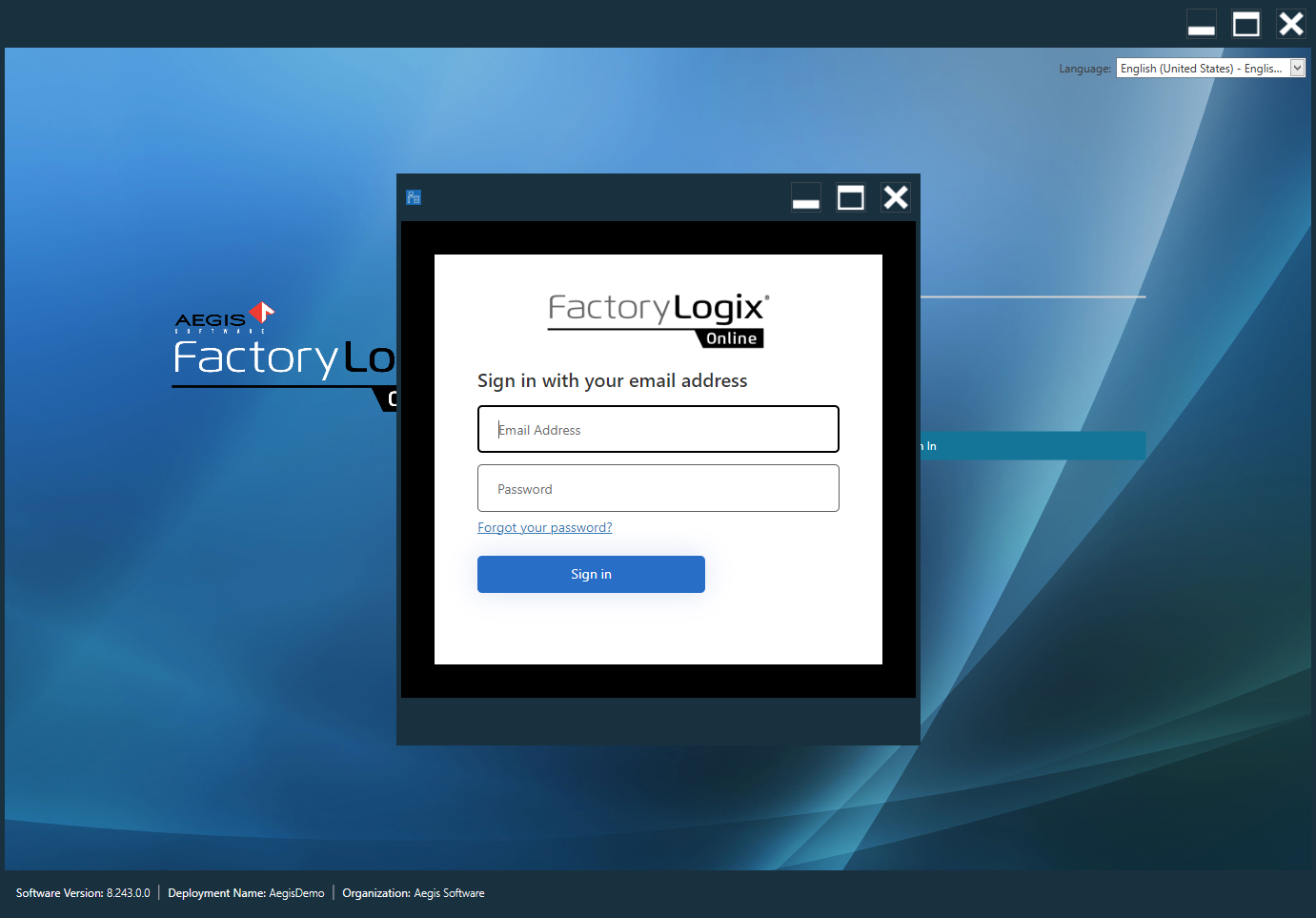 Sign into FactoryLogix