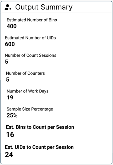 Output Summary view